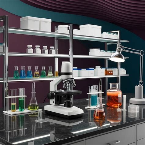 Vibrant And Organized Modern Lab Workspace Premium Ai Generated Image