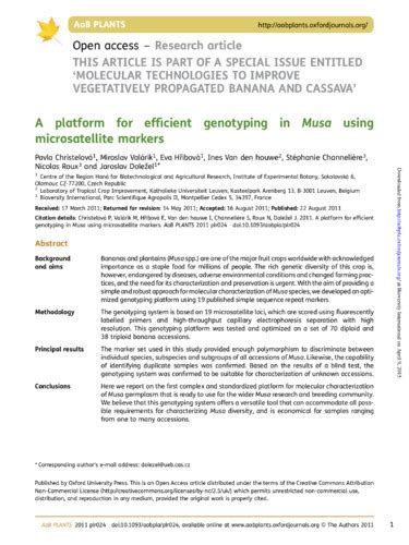 A Platform For Efficient Genotyping In Musa Using Microsatellite Markers Alliance Bioversity