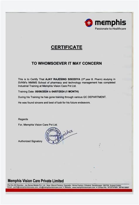 I Am Excited To Announce That I Have Successfully Completed An Internship In The Quality Control