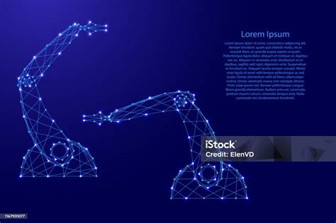 배너 포스터 인사말 카드에 대한 미래의 다각형 파란색 라인과 빛나는 별에서 로봇의 조작자의 손 벡터 그림입니다 기계공에 대한 스톡 벡터 아트 및 기타 이미지 Istock