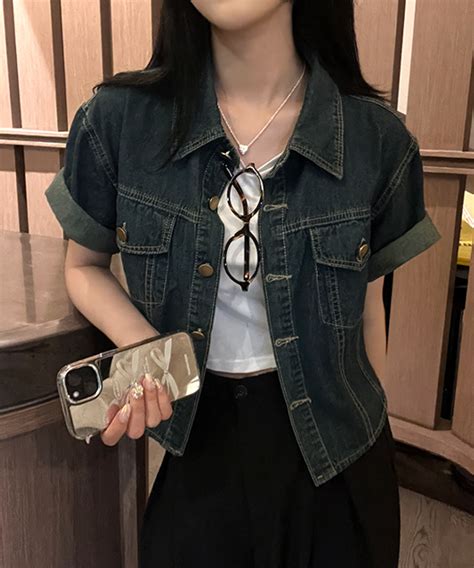 슈앤샵 당일출고💗여름자켓 데님 세미크롭 반팔 청자켓 빈티지옷 Y2k 오버핏 진청중청 생지 워싱 카라흑청셔츠 남방 빅사이즈 얇은아우터 팔뚝반팔티 살안타템 파란색 흠뻑쇼