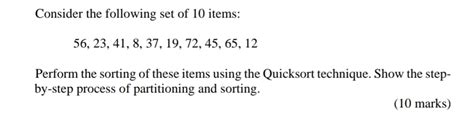 solved consider the following set of 10