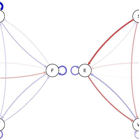 visualization of the group level emotion network edges indicate
