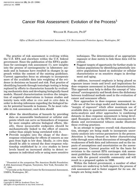 pdf cancer risk assessment evolution of the process dokumen tips