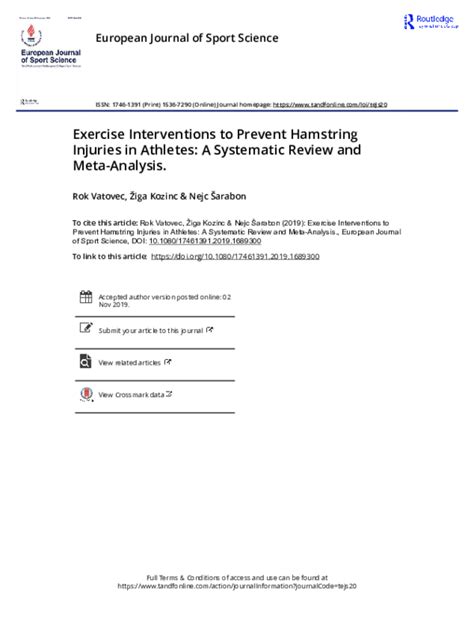 Pdf Exercise Interventions To Prevent Hamstring Injuries In Athletes A Systematic Review And