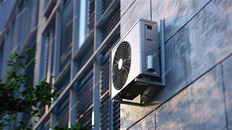 Modern Air Conditioner Unit Mounted On An Exterior Wall Of A Building
