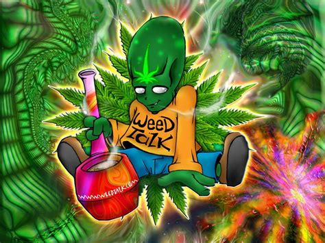Alien Weed Cartoon Wallpapers On Wallpaperdog