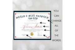 Editable Worlds Best Husband Certificate Appreciation Award