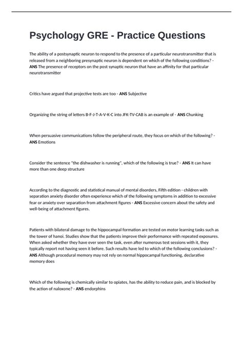 Psychology Gre Practice Questions Psychology Gre Stuvia Us