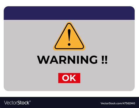 web browser with warning pop up royalty free vector image