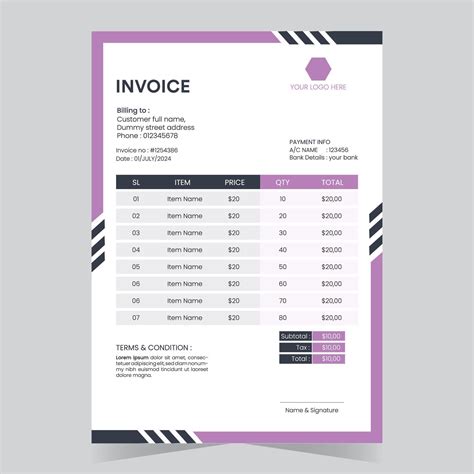 Modern Abstract Stylish Invoice Design Template 39364217 Vector Art At