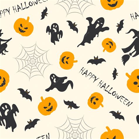 Premium Vector Halloween Seamless Pattern On A Light Background