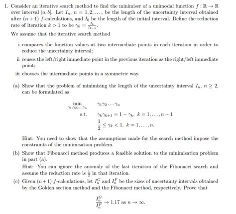 1 consider an iterative search method to find the