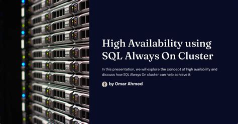 High Availability Using Sql Always On Cluster