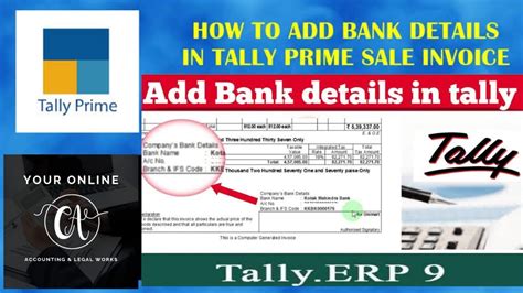 How to add bank details in tally erp 9 sale invoice /Tally Prime/how to print bank detail on ...