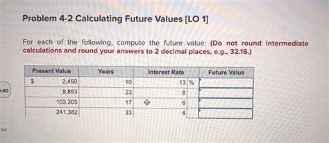 Solved Problem 4 2 Calculating Future Values Lo 1 For Each