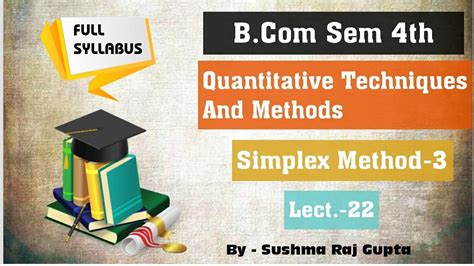 Simplex Methodlinear Programming 3quantitative Techniques And