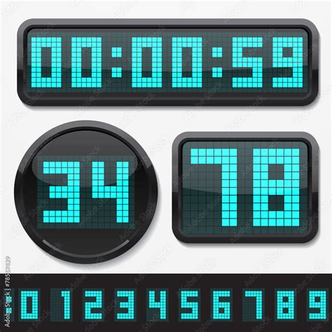 Digital Numbers And Basic Clock Body Shapes Set Stock Vector Adobe Stock