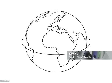 지구 지구본의 연속 선화 1개 세계지도와 행성 기호는 간단한 선형 스타일입니다 편집 가능한 획의 여행 및 비행 개념 낙서 윤곽선 벡터 일러스트 레이 션 지구본에 대한 스톡