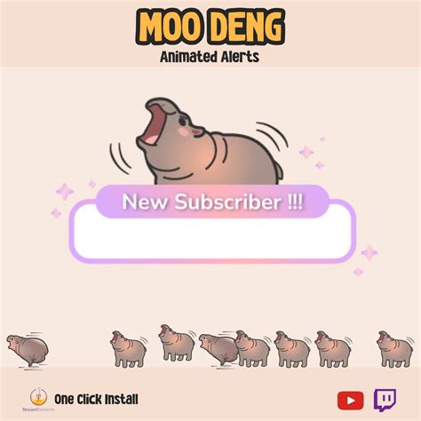 Moo Deng Animated Alerts Twitch Alerts Raid Donation Follower Sub Alerts Cute Moo Deng