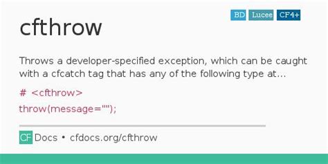 cfthrow code examples and cfml documentation