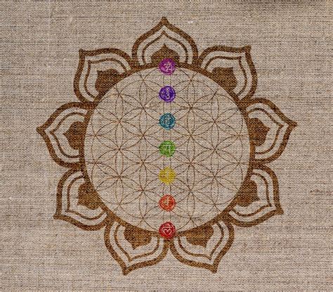 Premium Photo Natural Linen Cloth With Mandala And Chakra Symbols