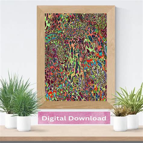 Multicolor Paisley Abstract Printable Art Cheerful Decor
