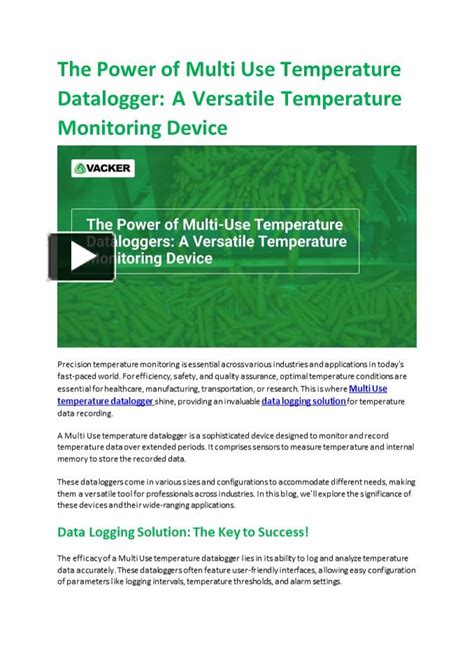 Ppt The Power Of Multi Use Temperature Datalogger A Versatile
