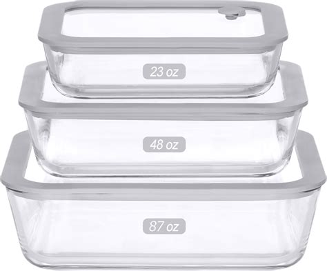 Ecoevo Glass Food Containers With Glass Lids 3 Pack Of Large Size