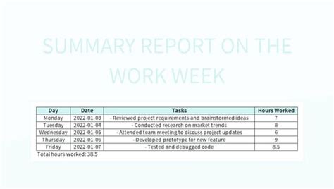Free Summary Report Templates For Google Sheets And Microsoft Excel Slidesdocs