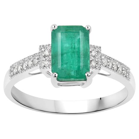 160 Carat Vintage Natural Emerald Ring Diamond Accents 14 Karat Yellow