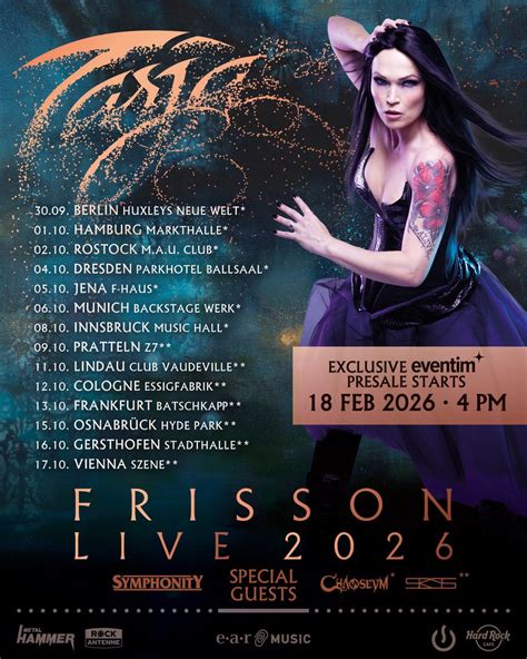 Tarja Kündigt „frisson Live 2026“ An Neue Tour Neues Album Neues