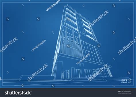 Abstract 3d Render Building Wireframe Vector Stock Vector Royalty Free 356664992 Shutterstock