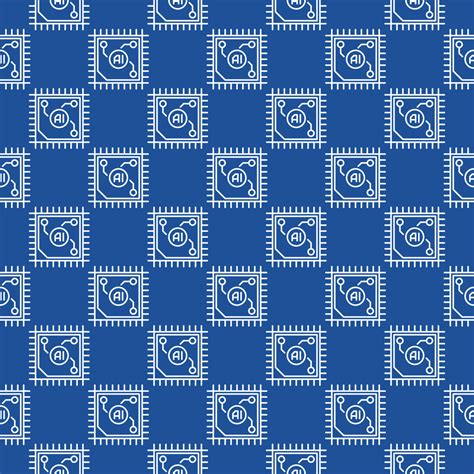 Processor With Ai Vector Artificial Intelligence Cpu Blue Line Seamless Pattern Vector
