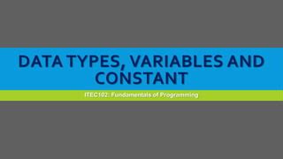 Data Types Variables And Constants In C Programming PPTX Programming Languages Computing