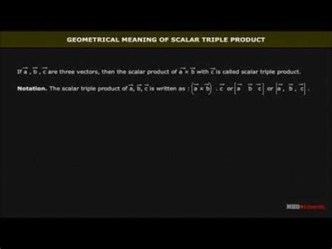 Class 12 Maths Scalar Triple Product Video By Mbd Publishers