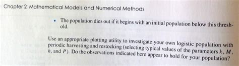 Chapter Mathematical Models And Numerical Methods Chegg