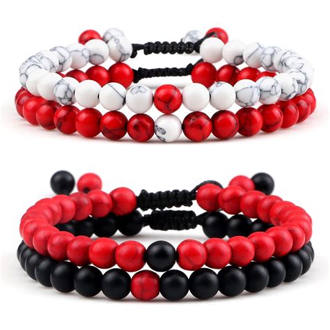 Pulseras De Cuentas Rojas Para Hombres Y Mujeres Pulsera De Cuerda