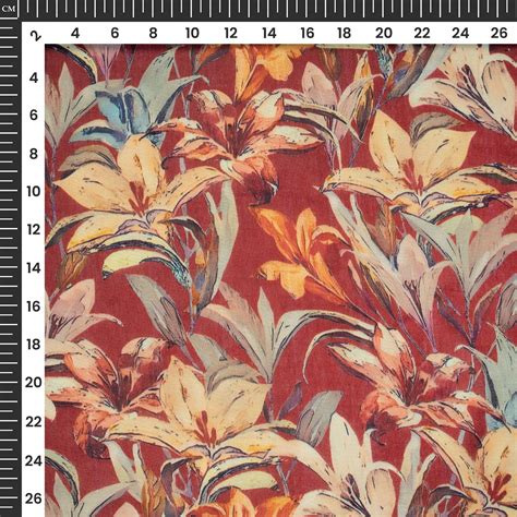 Abstract Floral Digital Print Cotton Mulmul Fabric Fabcurate