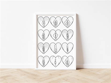 Vulva Line Art Print Vagina Art Feminist Art Gynaecologist Ts