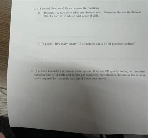 Solved 2. (18 points) Read carefully and answer the | Chegg.com
