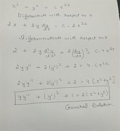 [solved] Obtain The Differential Equation For The Following General Solutions Thank You