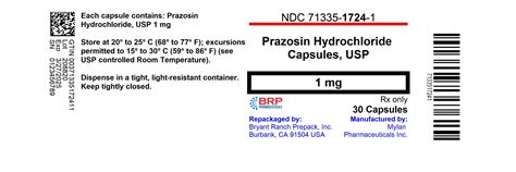 Dailymed Prazosin Hydrochloride Capsule