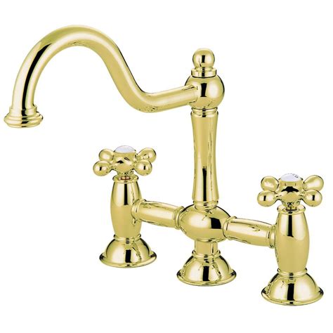 Kingston Brass Restoration 2 Handle Bridge Kitchen Faucet In Polished