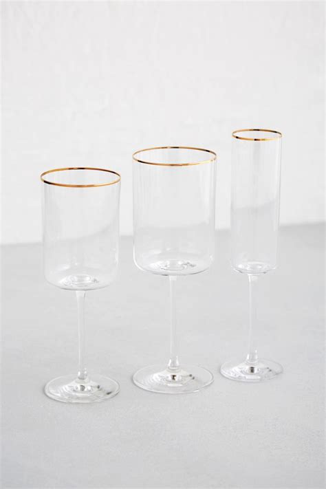 Edge Glassware Gold Rimmed Clear Glassware Gold Rims Dinnerware