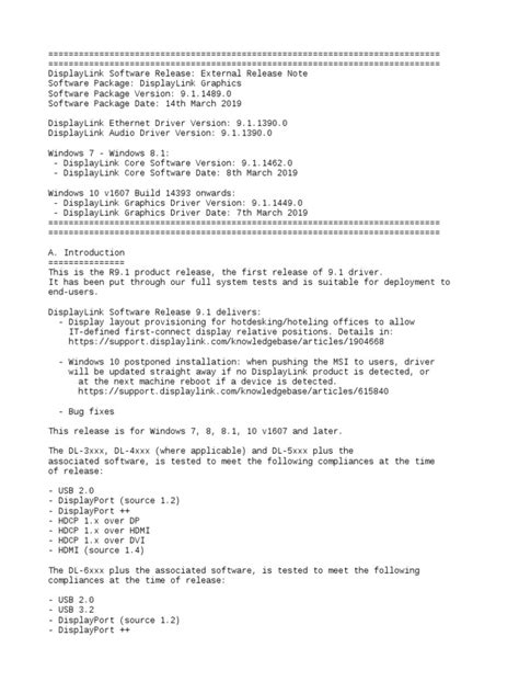 Displaylink Usb Graphics Software For Windows 91 M0 Release Notes