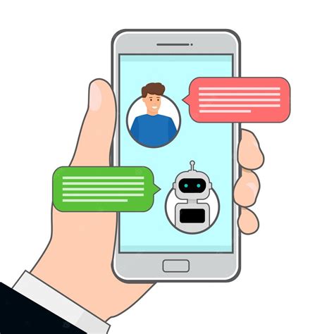 Premium Vector Chatbot Concept Hand Holding Smartphone With Human Conversation With Robot