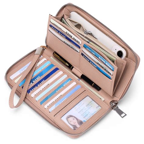 Gaekeao Womens Rfid Blocking Leather Wallet Zip Around Clutch Large