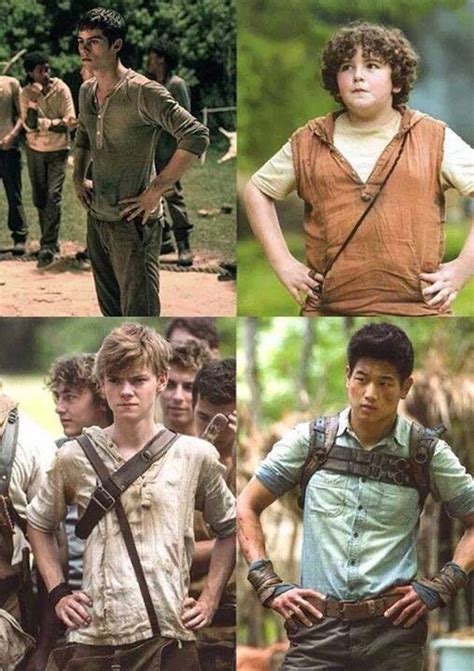 Thomas Chuck Newt And Minho This Is A Popular Pose In The Glade Correr O Morir Personajes