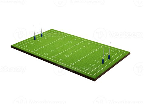 Rugby Ground Cross Section With Green Grass Field 3d Illustration